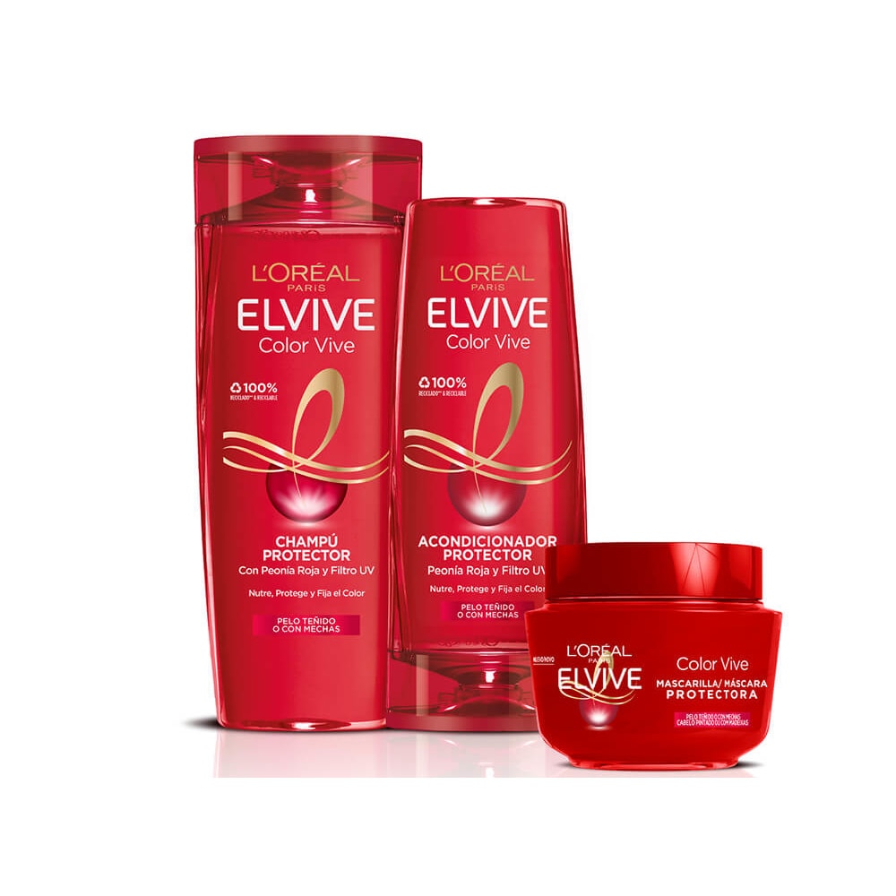 Set Sampon L'Oreal Paris Elseve Color Vive pentru par vopsit 400 ml ...