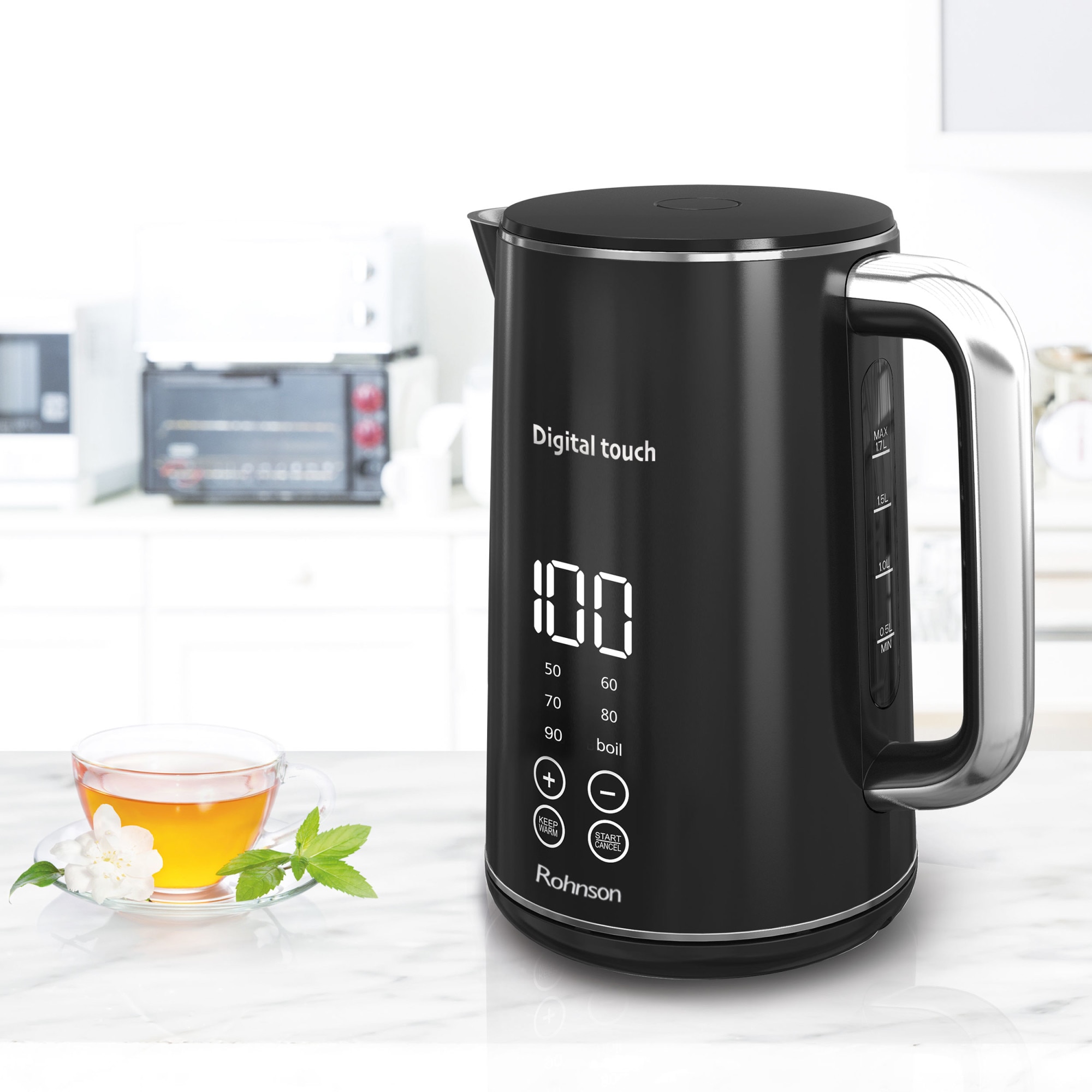 Cana fierbator, Rohnson R7600 Digital touch, Double Wall, 2200W, 1.7L ...
