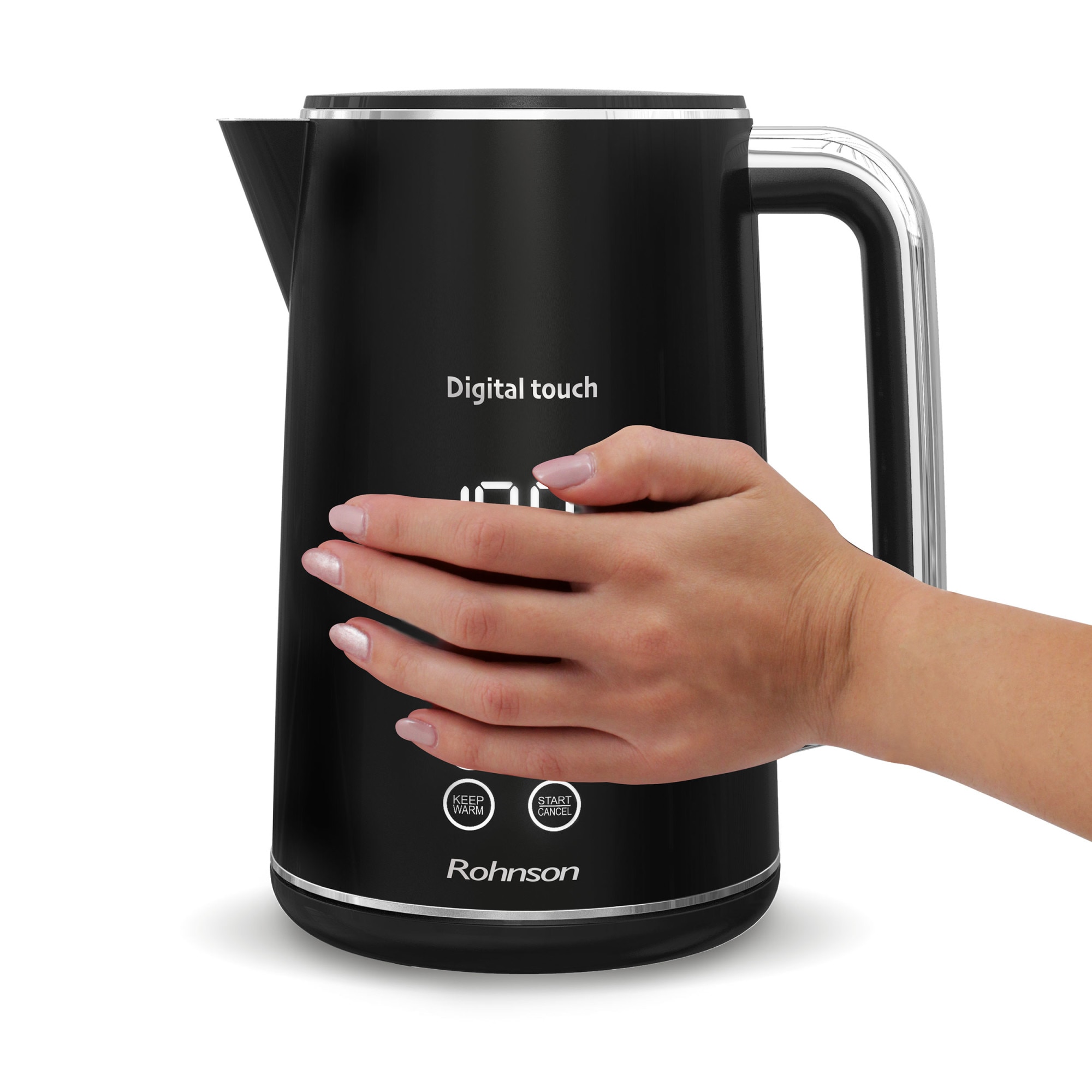 Cana fierbator, Rohnson R7600 Digital touch, Double Wall, 2200W, 1.7L ...