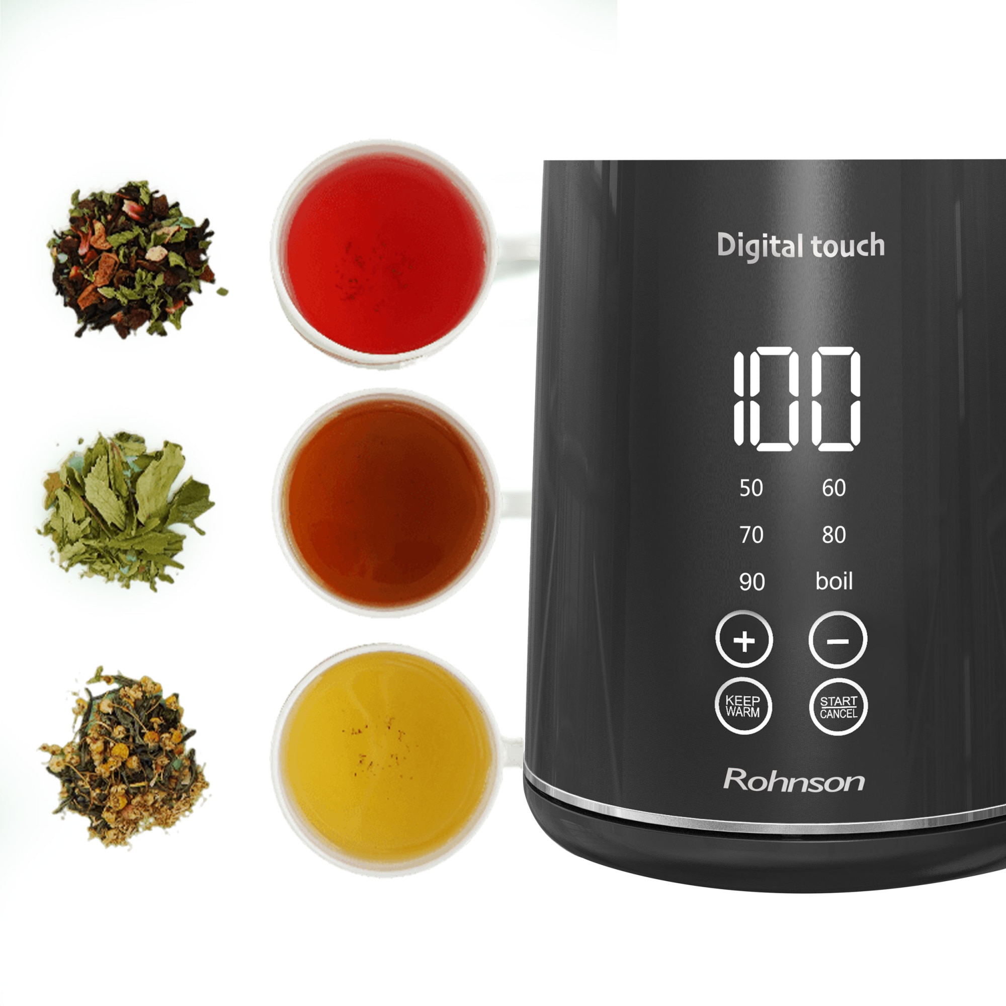 Cana fierbator, Rohnson R7600 Digital touch, Double Wall, 2200W, 1.7L ...