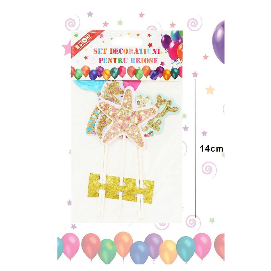 Set 5 Decoratiuni Tort Sirena - eMAG.ro