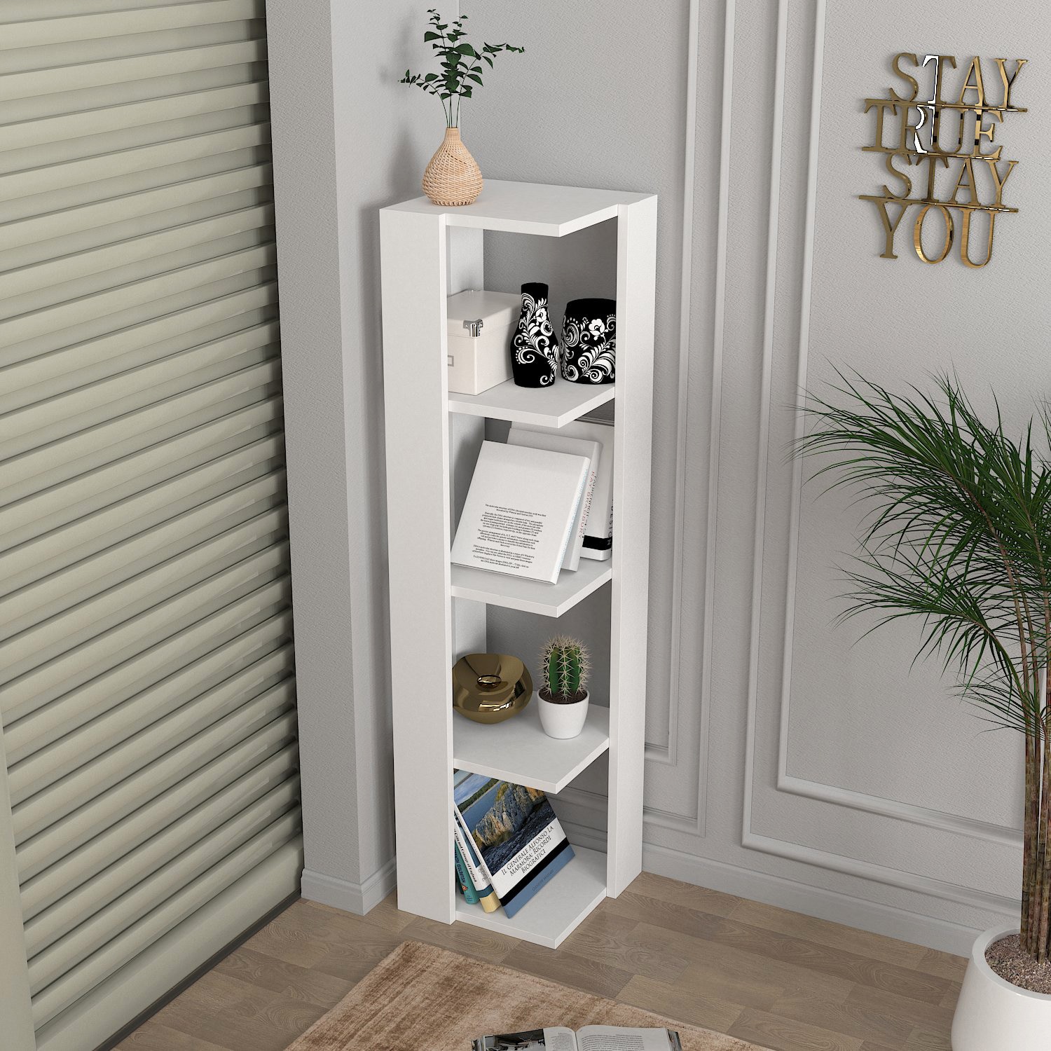 Biblioteca de Colt, UnicUtil, 31 x 13 x 33 cn, Alb - eMAG.ro