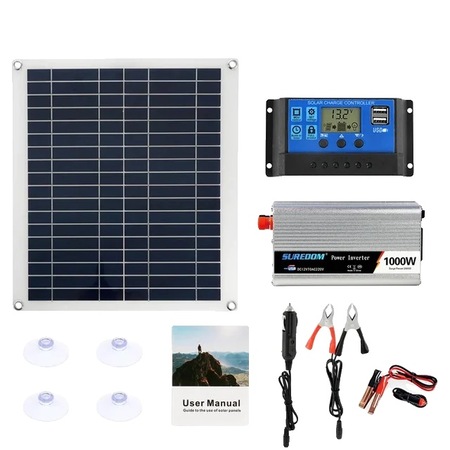 Sistem solar portabil, Invertor 1000W, Panou solar 50W, Albastru inchis ...
