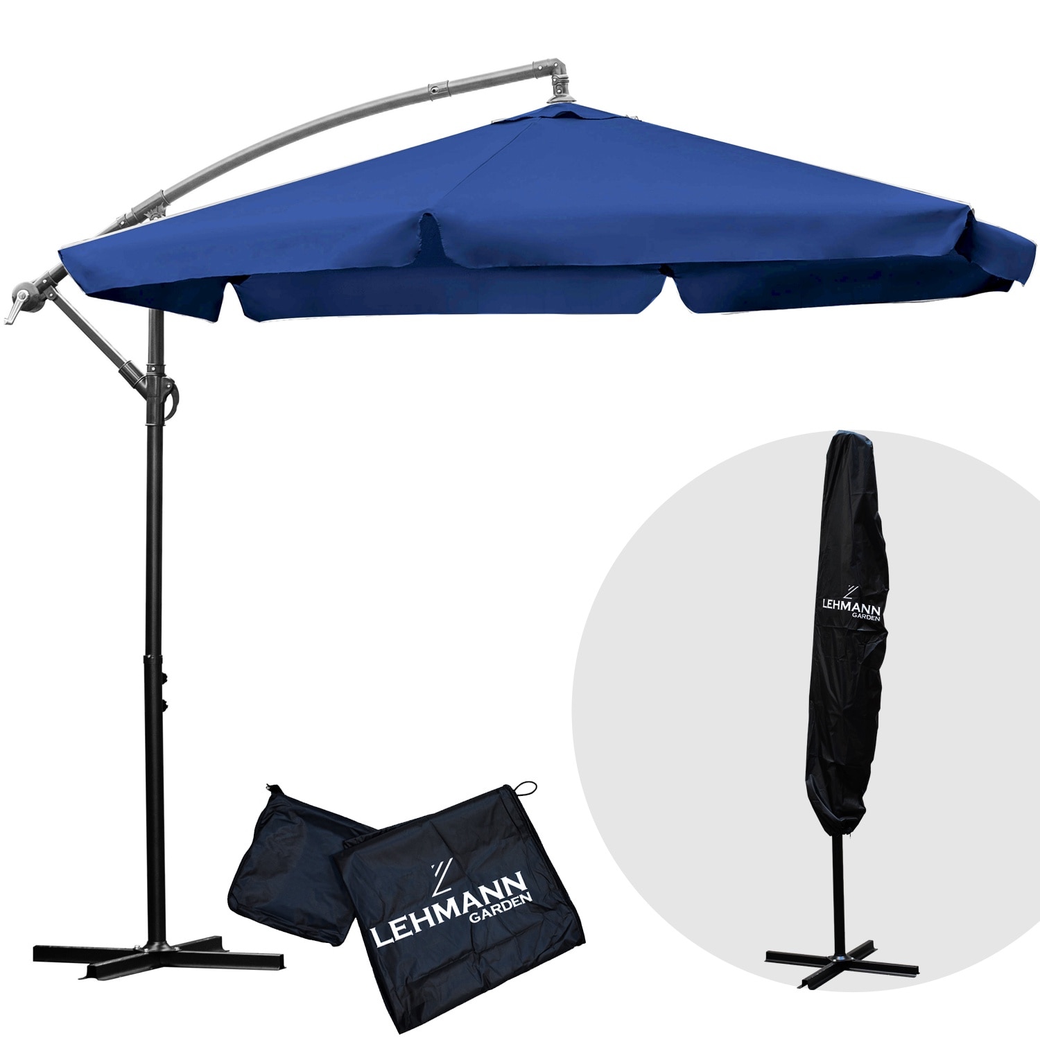 Umbrela de gradina/terasa, Lehmann Vihma, bleumarin, diametru 300 cm ...