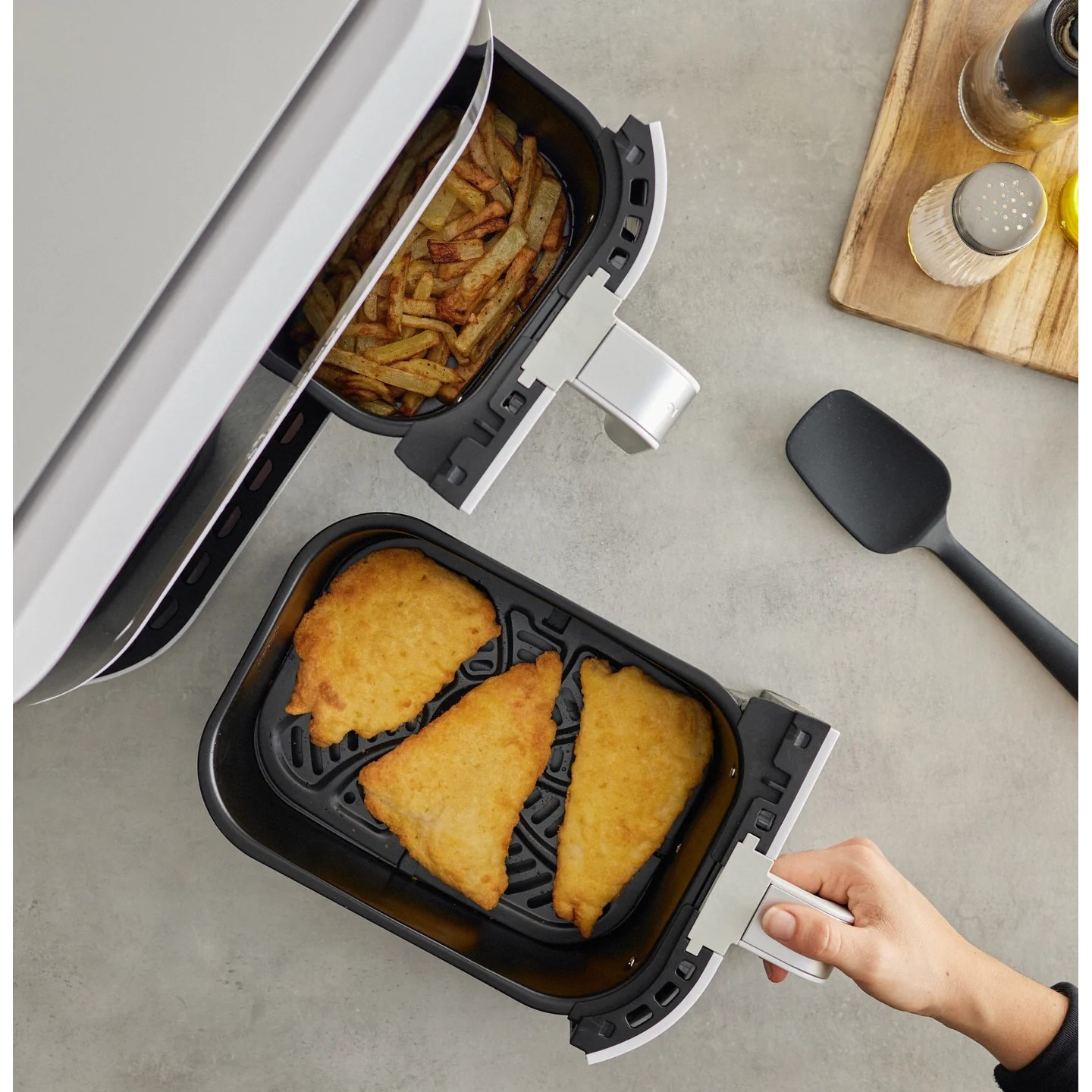 Friteuza dubla cu aer cald MasterPRO Rocket Duo, afisaj LED cu touch ...