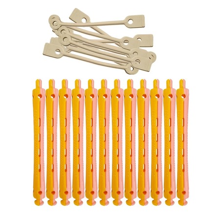 Set de 12 bigudiuri din plastic pentru permanent, cu elastic, 0.9 cm x ...