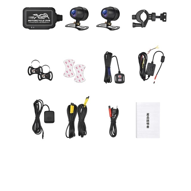 Camera auto DVR pentru motociclete, lentila duala 1080P, unghi 120 ...