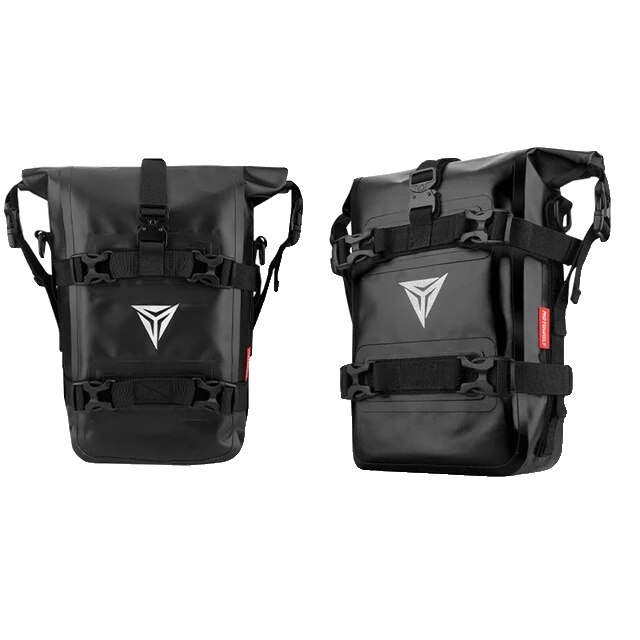 Geanta laterala moto rezistenta la apa, set 2 bucati, negru/galben ...