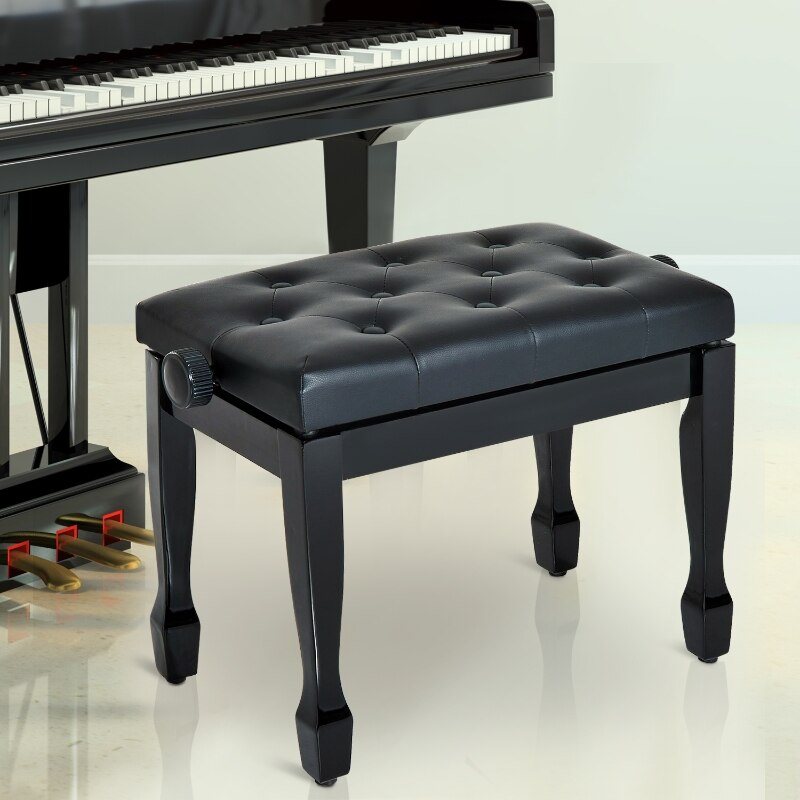 Scaun de pian, reglabil, negru, 64x35x45-55cm, set cu cheie si ...
