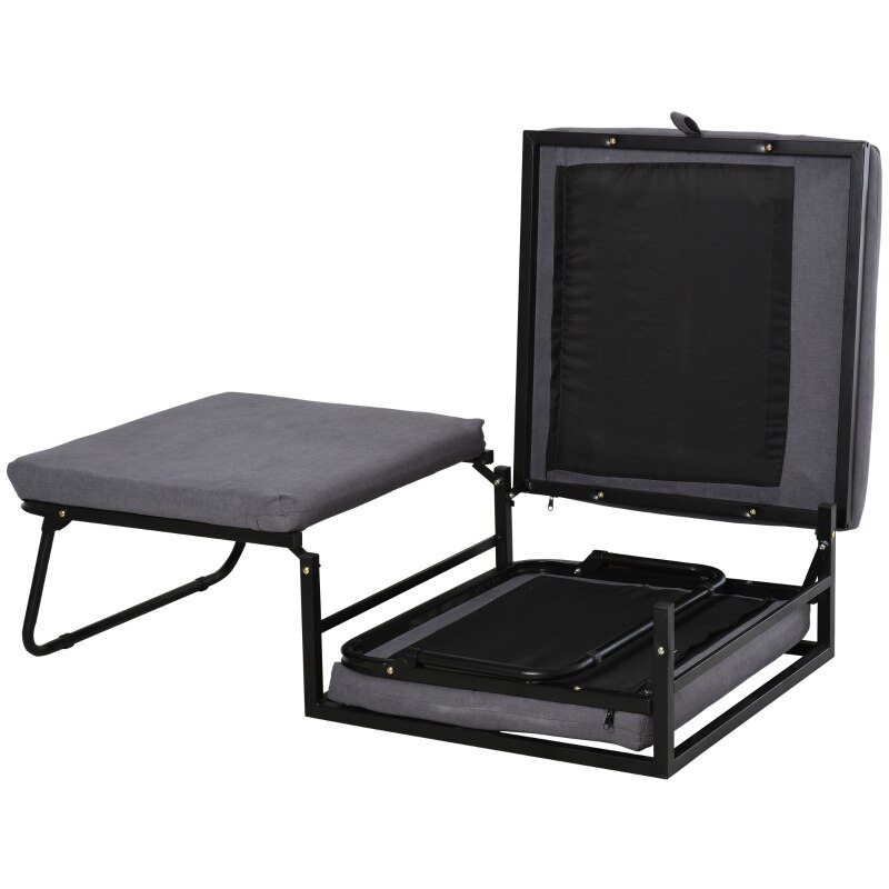 Canapea Pat Pliabil, Convertibila 2-in-1, Gri, 192x68x37cm, Suporta ...