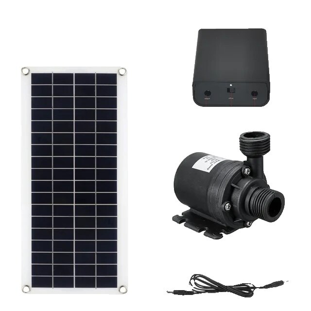 Set Pompa apa solara, Polisilicon, 50W, 800L/H, Negru, 43x20cm, 5m ...