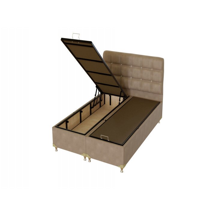 Pat Tapitat Piele Ecologica Flex, cu Somiera rabatabila si 2 Lazi de ...