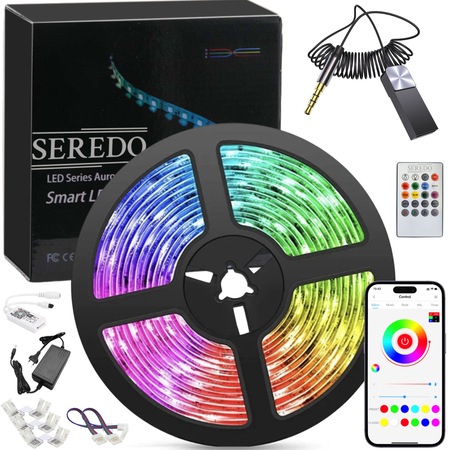 Kit Banda LED Seredo™ 5x metri, RGB, 60 Leduri/metru, Interior-Exterior ...