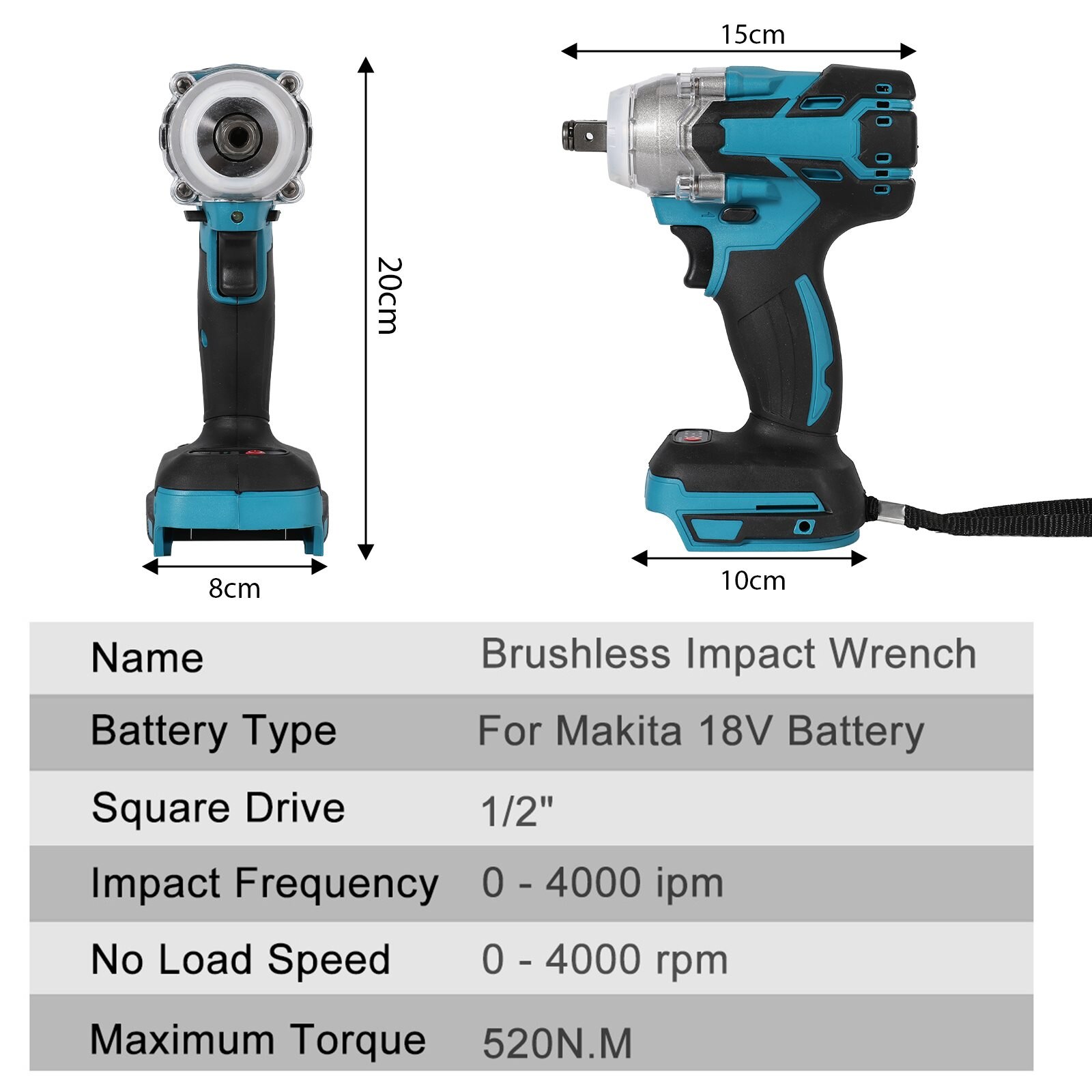 Cheie de impact electrica fara fir, control viteza treptat, negru cu ...