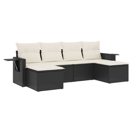 Set mobilier de gradina cu perne, vidaXL, 6 piese, negru, poliratan, 30 ...