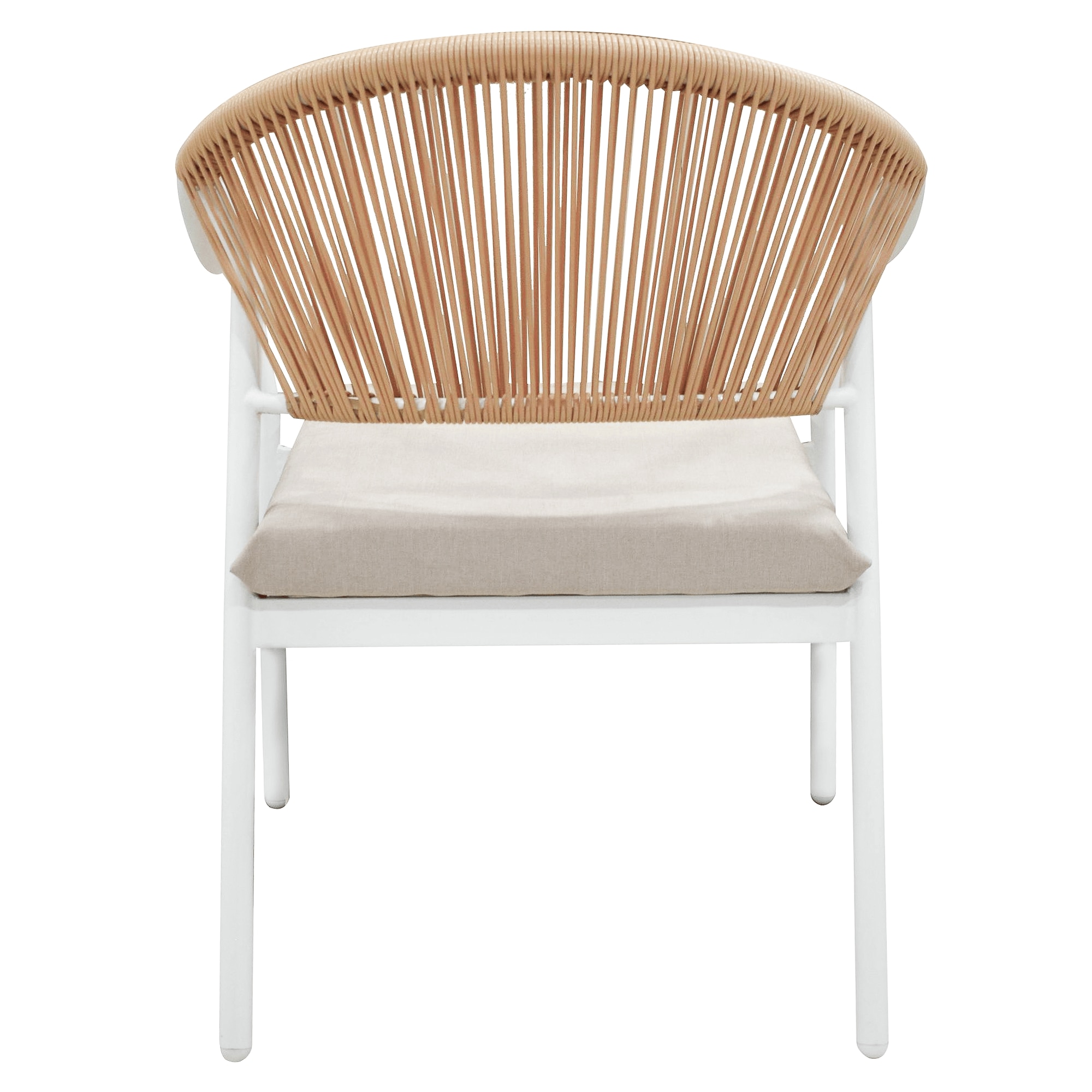 Set de mobilier de gradina, din ratan, 4 piese, alb, bej, otel, ratan ...