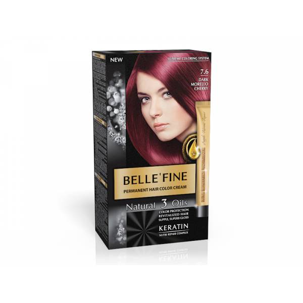 Vopsea crema de par 50 ml Belle`Fine No. 7.6 rosu visiniu - eMAG.ro