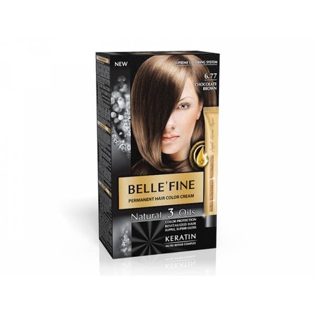 Vopsea crema pentru par 50 ml Belle`Fine Nr. 6.77 maro ciocolata - eMAG.ro