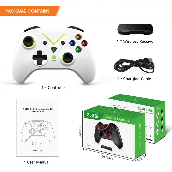 Controller wireless pentru Xbox Series X/S 2.4G, compatibil cu PC, Alb ...
