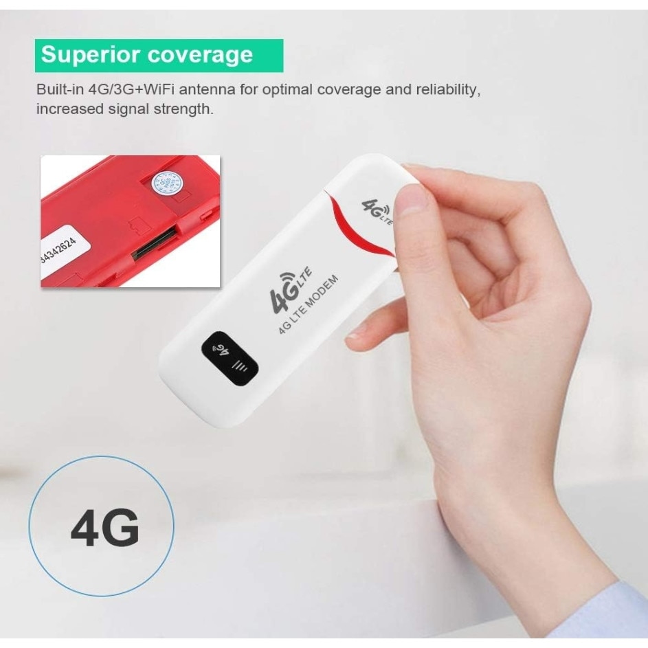 Modem WiFi USB 4G LTE, Special MR™, Portabil, Slot pentru card SIM, Viteza mare 150 Mbps, Alb ...