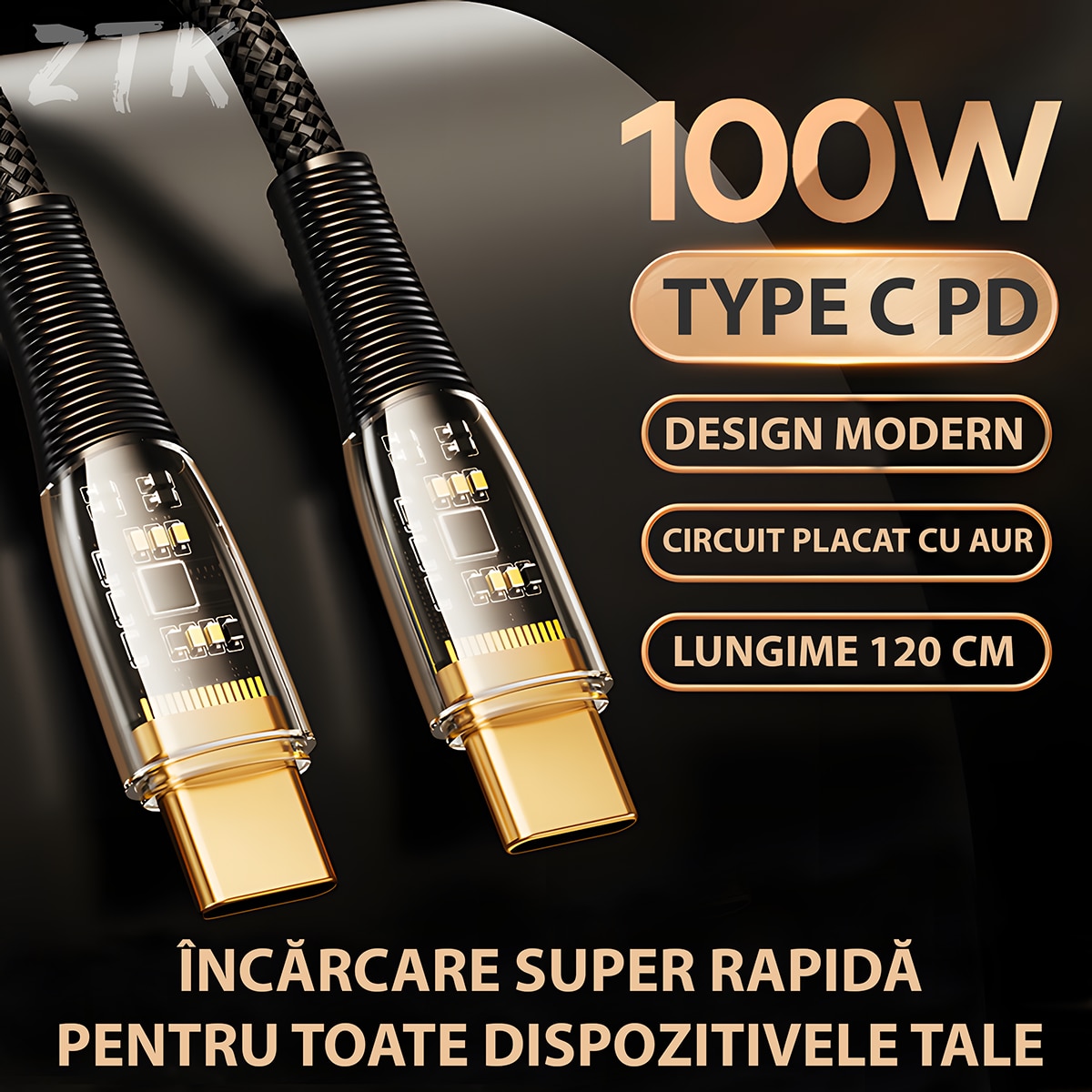 Cablu USB Type C la Type C, Incarcare Super Rapida, 100W PD, Remax ...