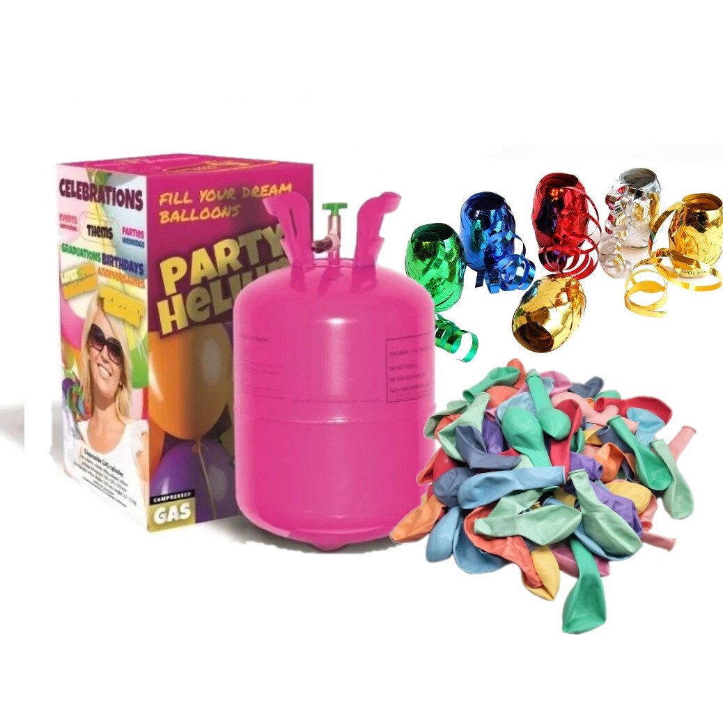 Set Complet pentru Petrecere cu Baloane: Butelie cu Heliu 0, 42 m3, 50 ...