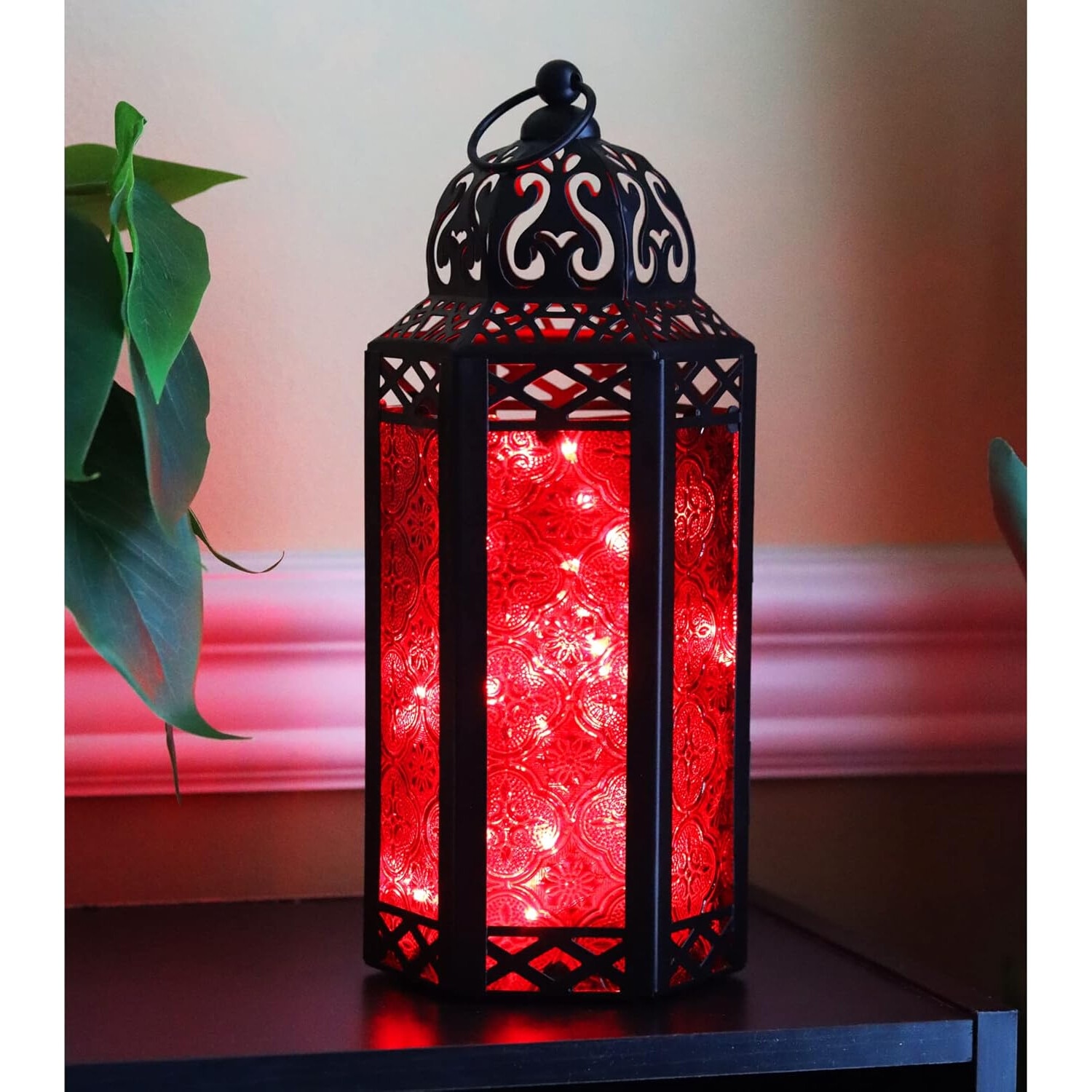 Felinar sticla vitraliu - Red Black S, Vitralii Moderne, 25X 9 X 8 cm ...