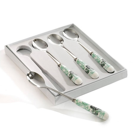 Set linguri desert, P Paben, 14.5 cm, Portelan si metal, 4 bucati - eMAG.ro