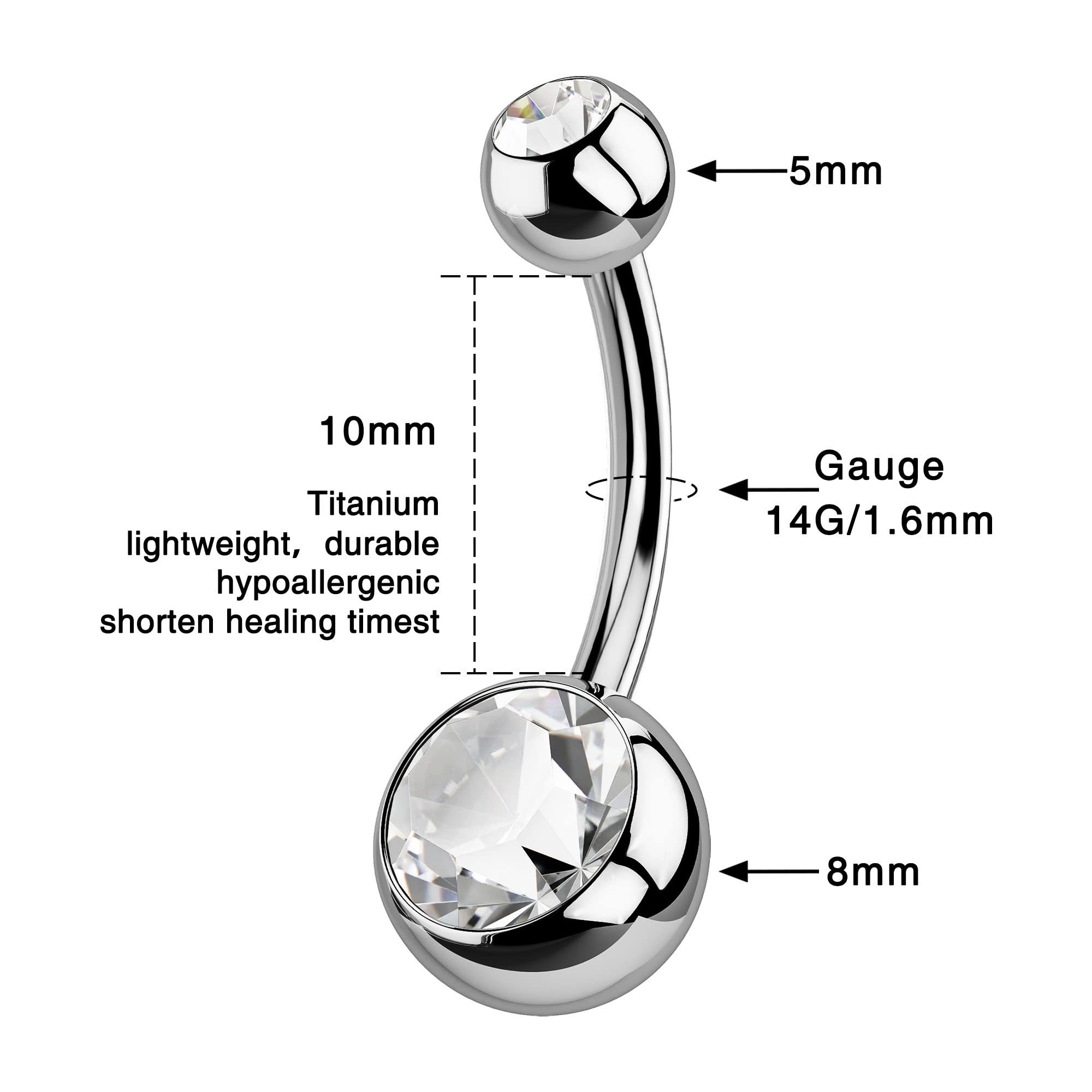 Piercing pentru buric din argint 925, alb, zirconiu pentru barbati si ...