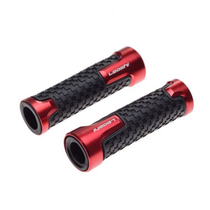 Mansoane moto sport din metal si cauciuc, culoare rosu/negru - eMAG.ro