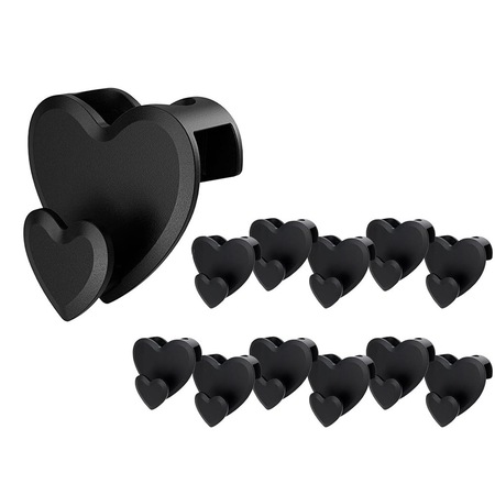 Set 12 carlige pentru umerase, Zola®, model inima, negre, din plastic ...