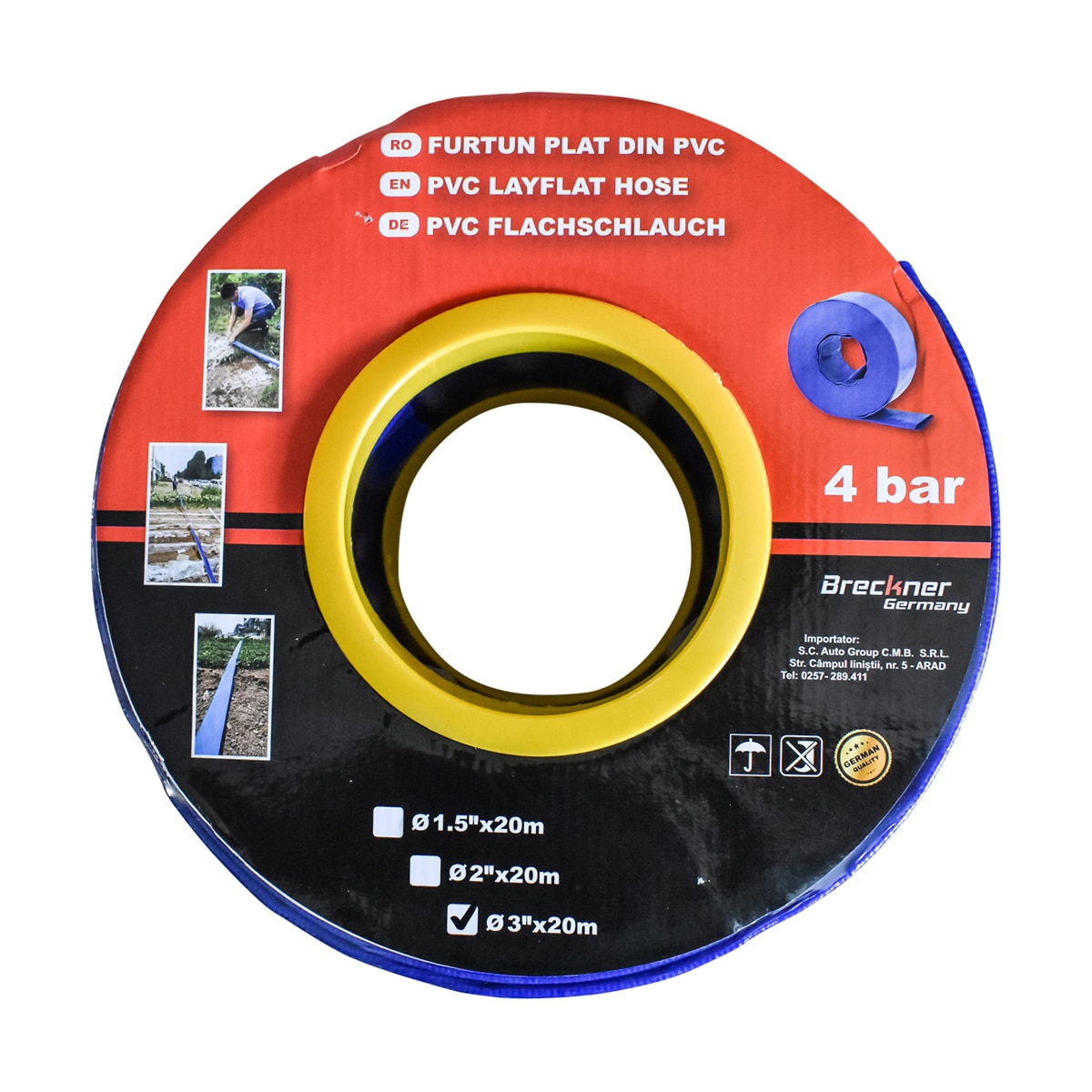 Furtun plat, siliconat pentru irigat din PVC 3 toli lungime 20m ...