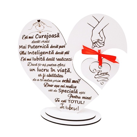Decoratiune pentru Sotie, Iubita, Mama - inima cu mesaj personalizat ...