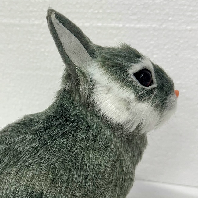 Украса за Великден, заек с реалистична визия, сиво/бяло 16см, Velve ...