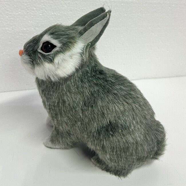 Украса за Великден, заек с реалистична визия, сиво/бяло 16см, Velve ...