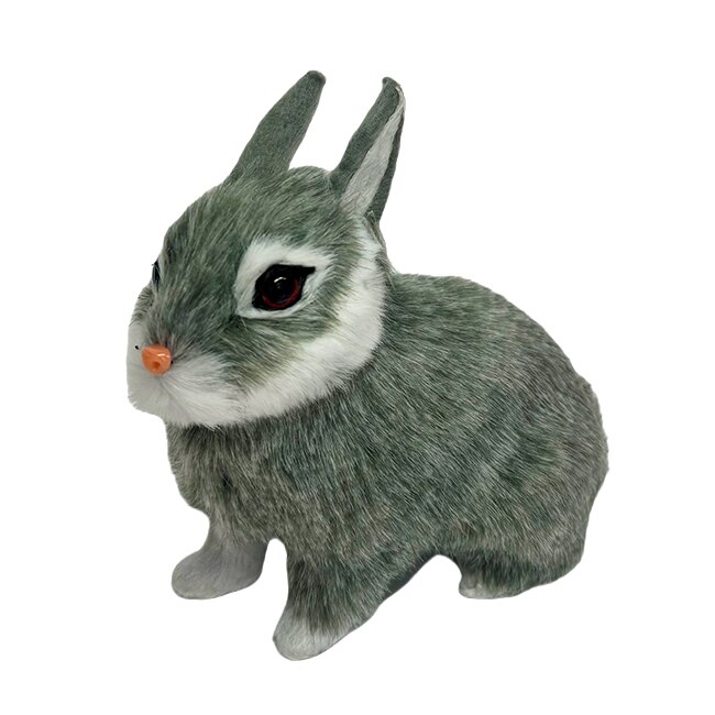 Украса за Великден, заек с реалистична визия, сиво/бяло 16см, Velve ...