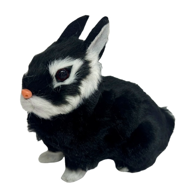 Великденска украса, заек с реалистичен външен вид, черно/бяло 16см ...