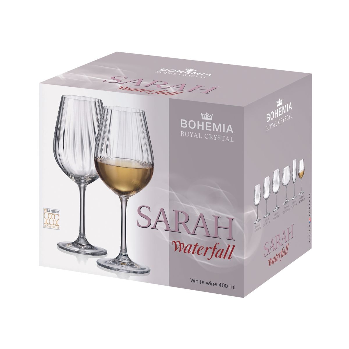 Set de 6 pahare pentru vin alb, transparent, din cristal de Bohemia ...