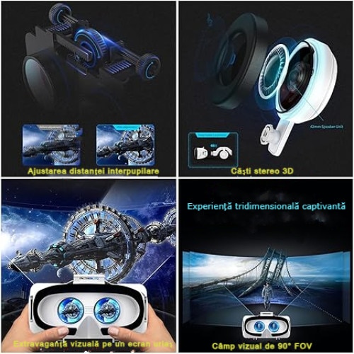 Ochelari VR 3D, Compatibili cu Smartphone-uri iOS si Android, Casti ...