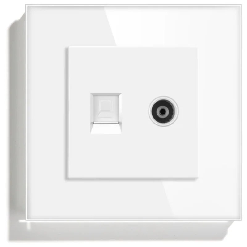 Priza TV + Internet RJ45, Cat6, Rama sticla securizata, iUni TDS - eMAG.ro