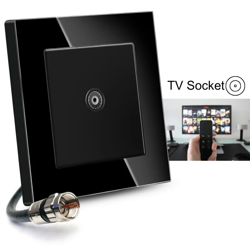 Priza TV cu Rama din sticla securizata, iUni TS, Conector Mama 9.5mm ...
