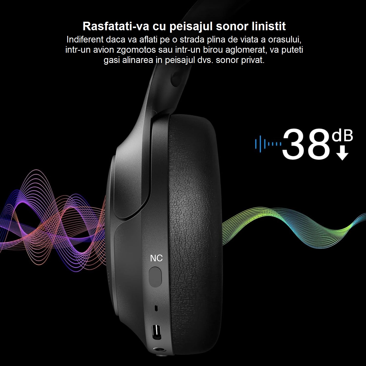 Casti Wireless Over-Ear TOZO® H10 Adaptive Hybrid Active Noise ...