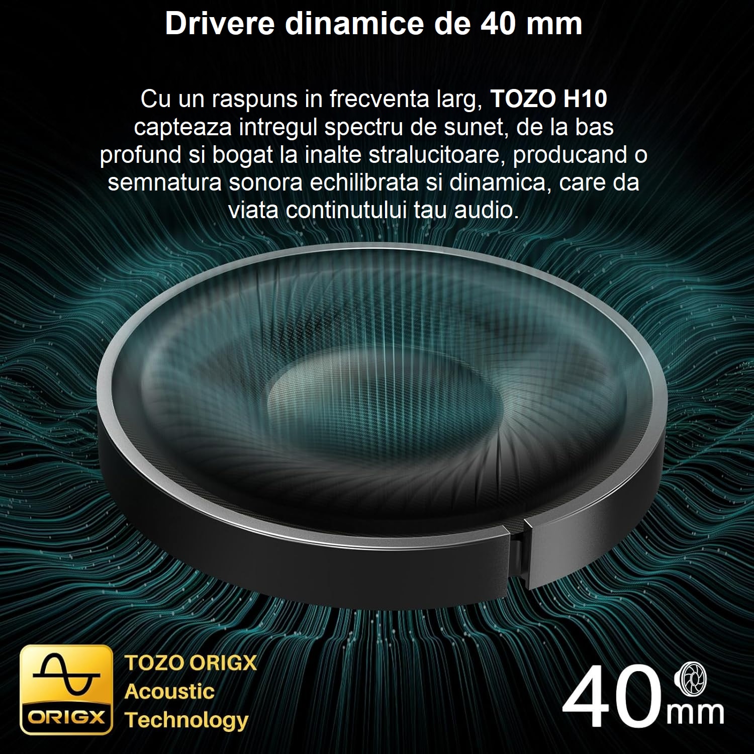 Casti Wireless Over-Ear TOZO® H10 Adaptive Hybrid Active Noise ...