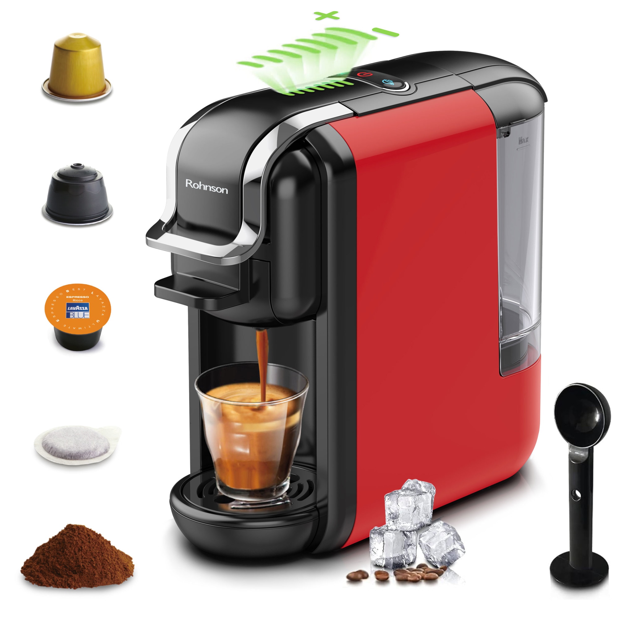 Espressor manual 2 in 1 (capsule, cafea macinata), Rohnson R98043, 1. ...