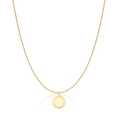 Colier din aur 14k cu pandantiv banut initiala S decupata - eMAG.ro