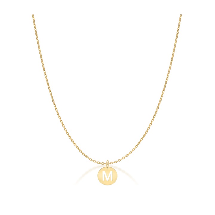 Colier din aur 14k cu pandantiv banut initiala M decupata - eMAG.ro
