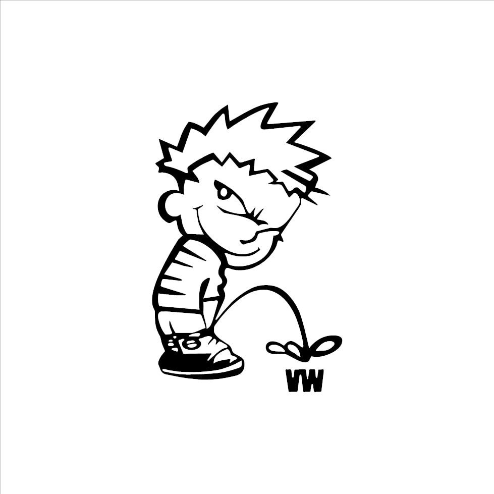 Sticker, Calvin VW Volkswagen, Alb, 20cm - eMAG.ro