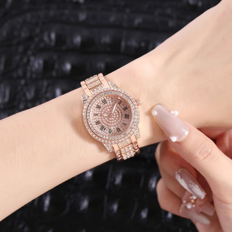 Ceas Luxury Crystal pentru Femei, Stainless-Steel, Rose-Gold - eMAG.ro
