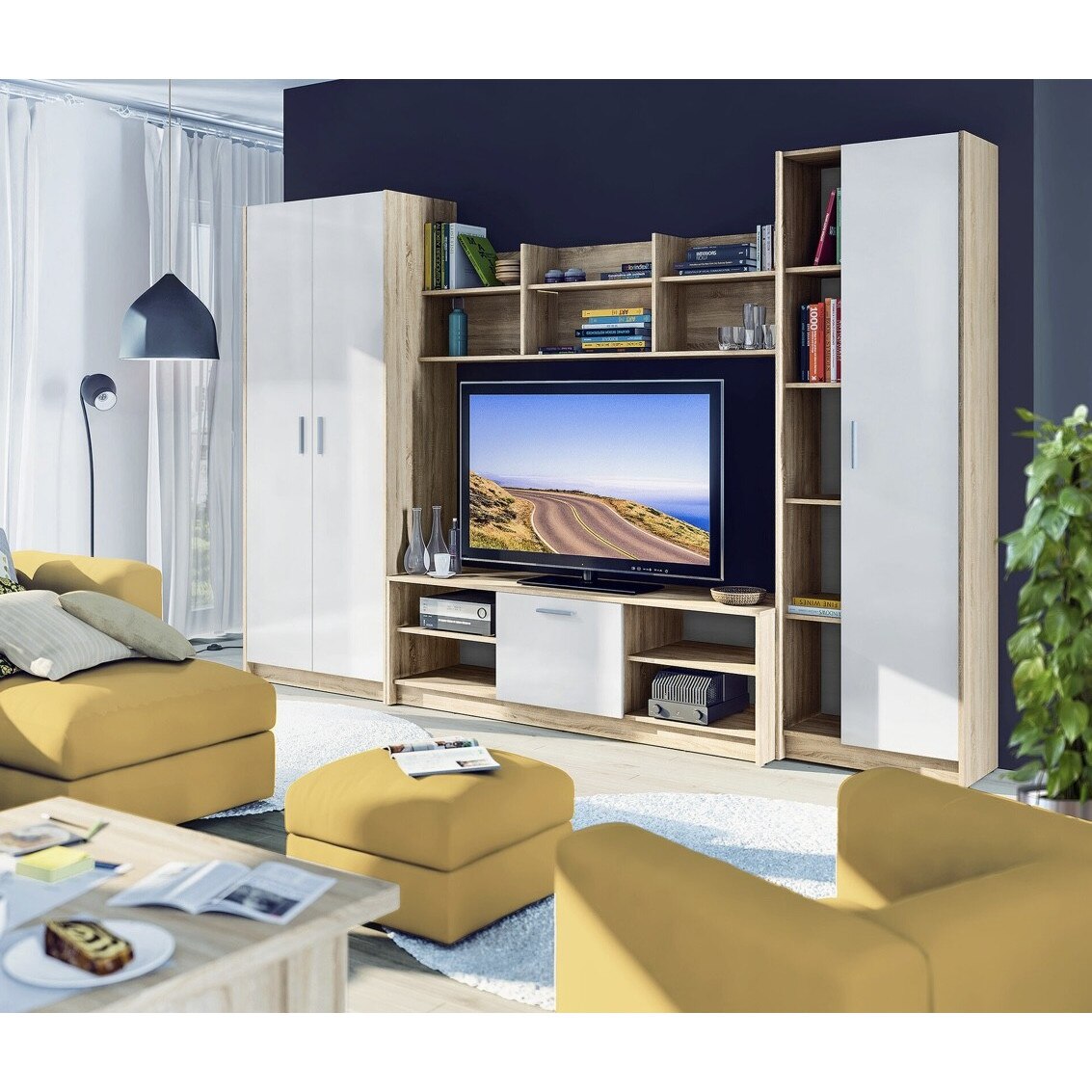 Mobila Living Everest Sonoma&Alb 302.6 x 200.4 x 44.3 cm - eMAG.ro