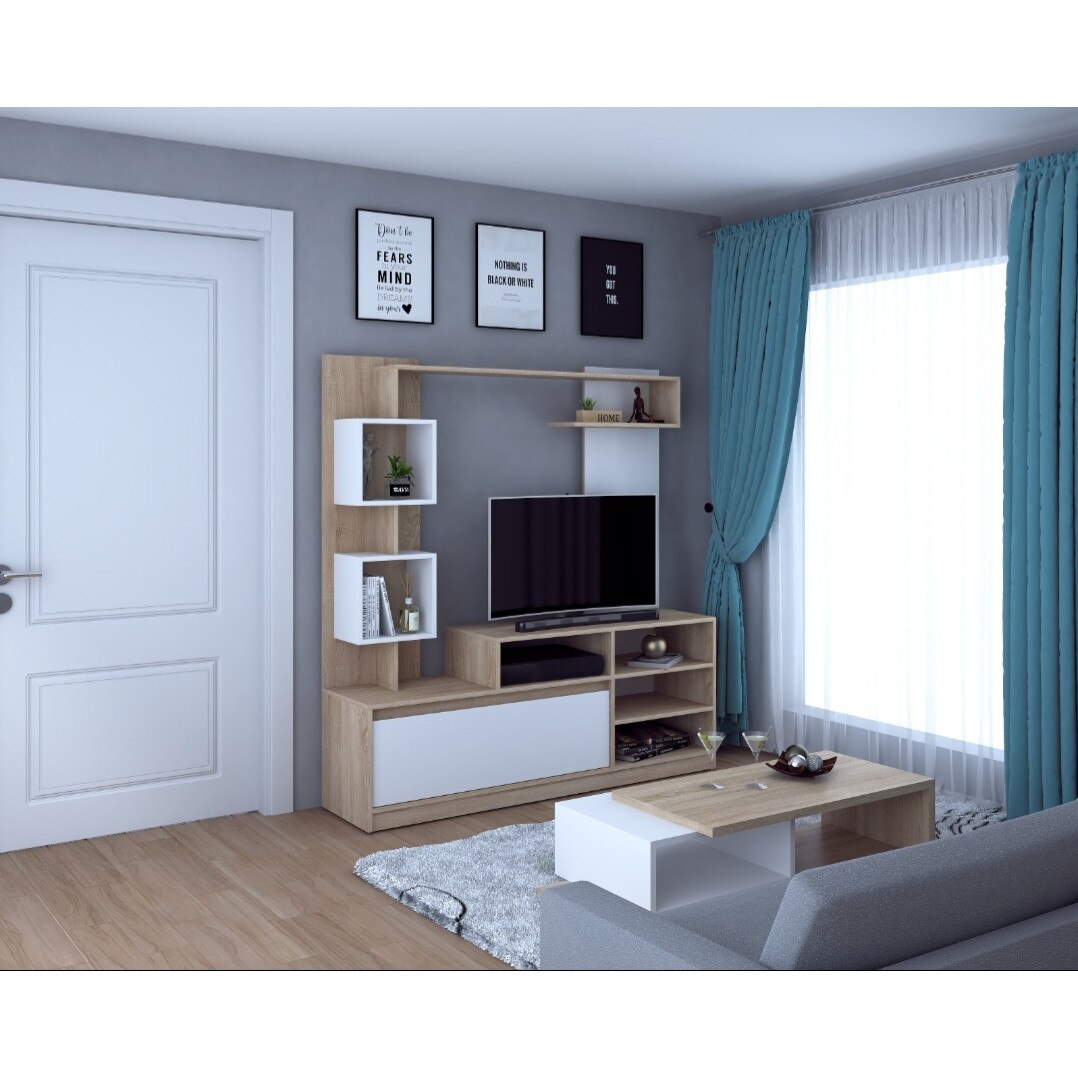 Mobila Living Idento Sonoma&Alb 150x38x160 - eMAG.ro